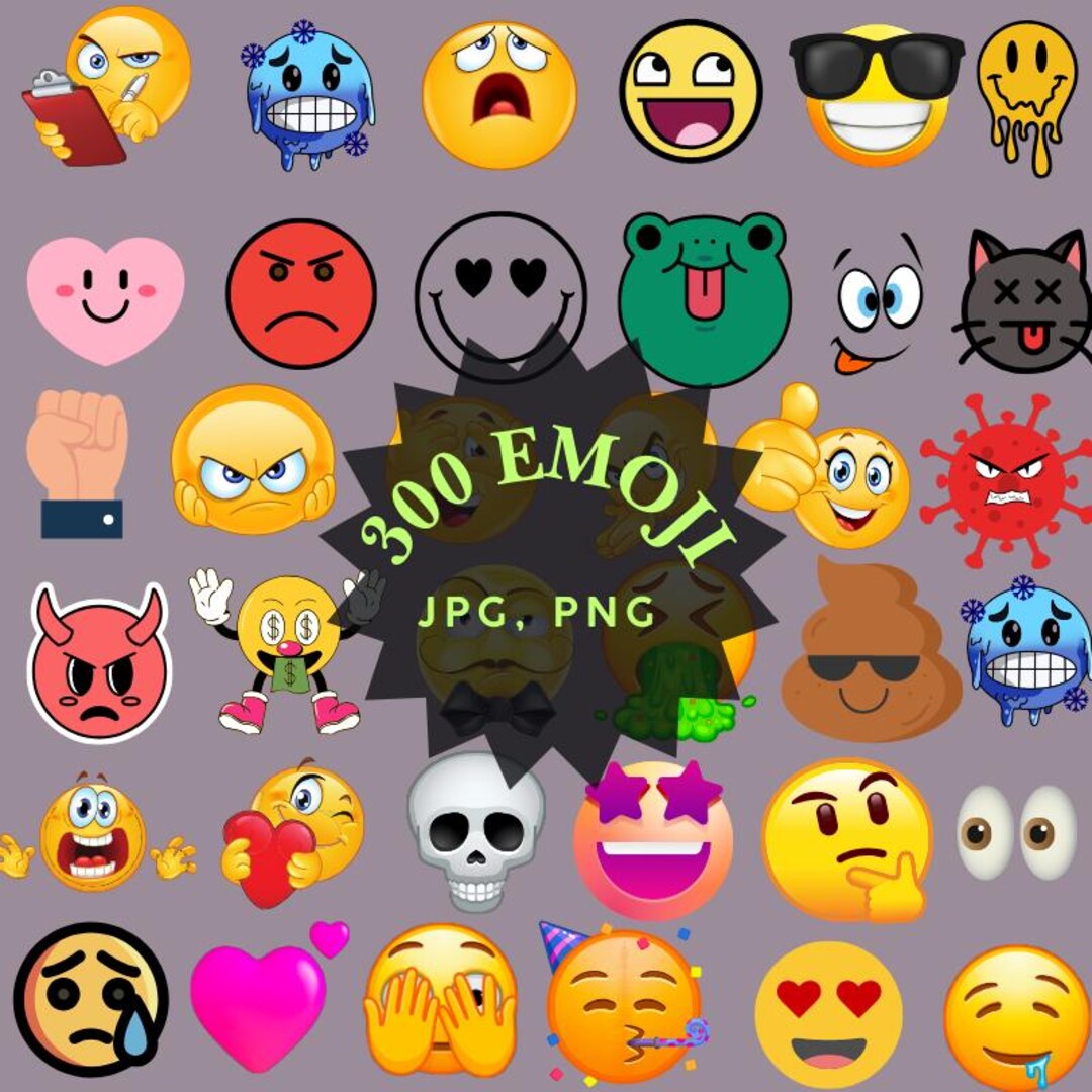 300 Files Emoji Png Bundle - Layered Design Vector Files - PNG, JPG ...