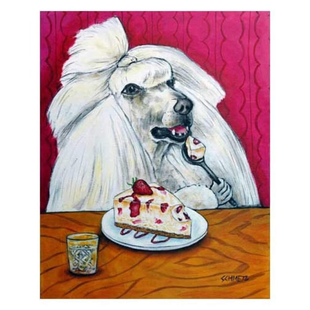 Poodle Eating Cheesecake Dog Art Print - Etsy