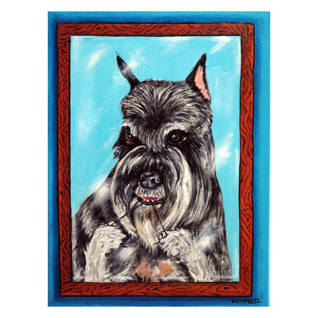 Schnauzer Flossing Dog Art Print - Etsy