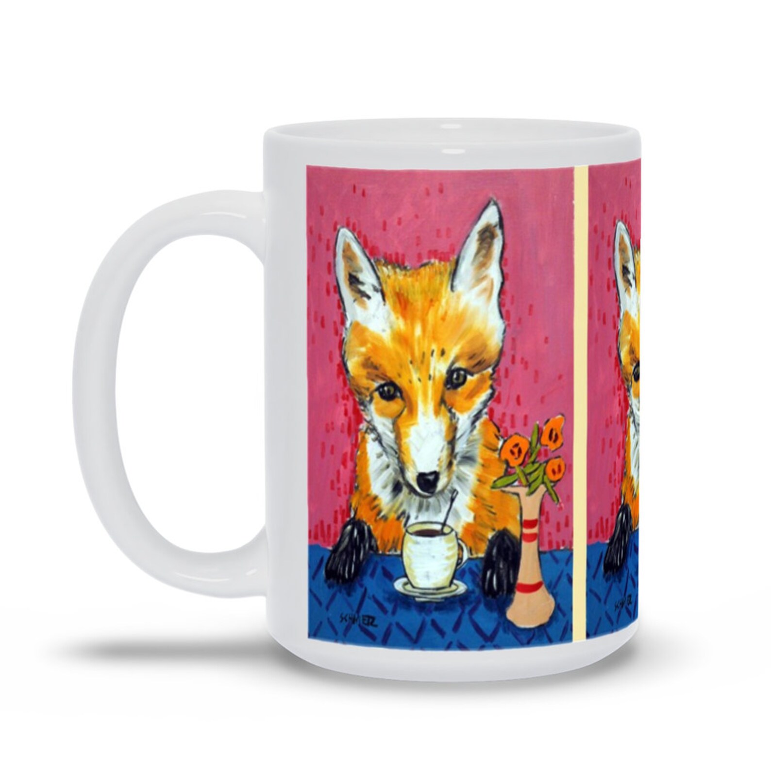 Red Fox Mug - Fox Art - Ceramic Coffee Mug - Fun Animal Art - Etsy