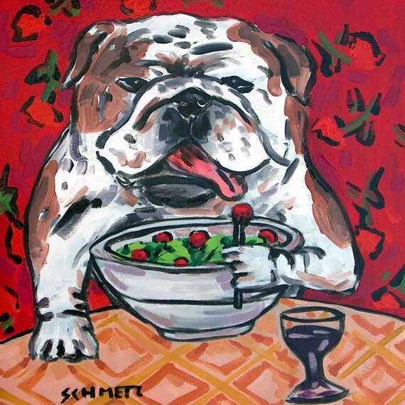 Bulldog Art Bulldog TILE Modern Dog Tile Kitchen Art - Etsy