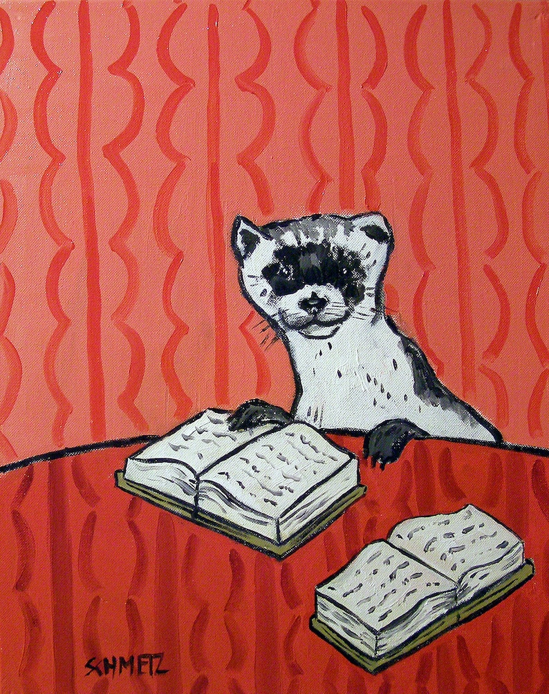Ferret Reading Ferret Art Ferret Print Ferret Gift Ferret | Etsy