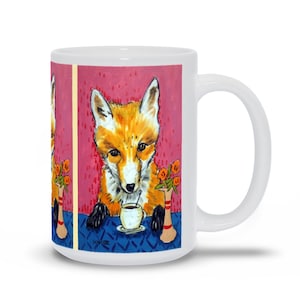 Red Fox Mug - Fox Art - Ceramic Coffee Mug - Fun Animal Art - Etsy