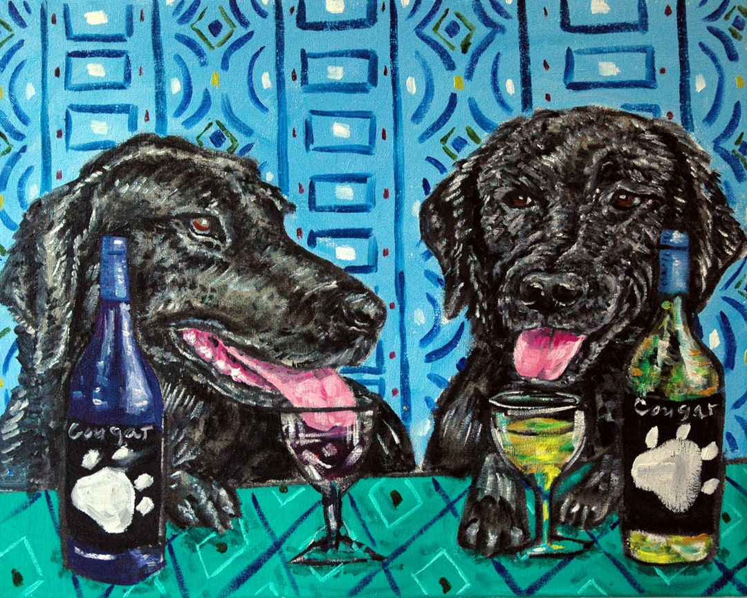 Black Lab Labrador Retriever Wine Dog Art PRINT JSCHMETZ Modern ...