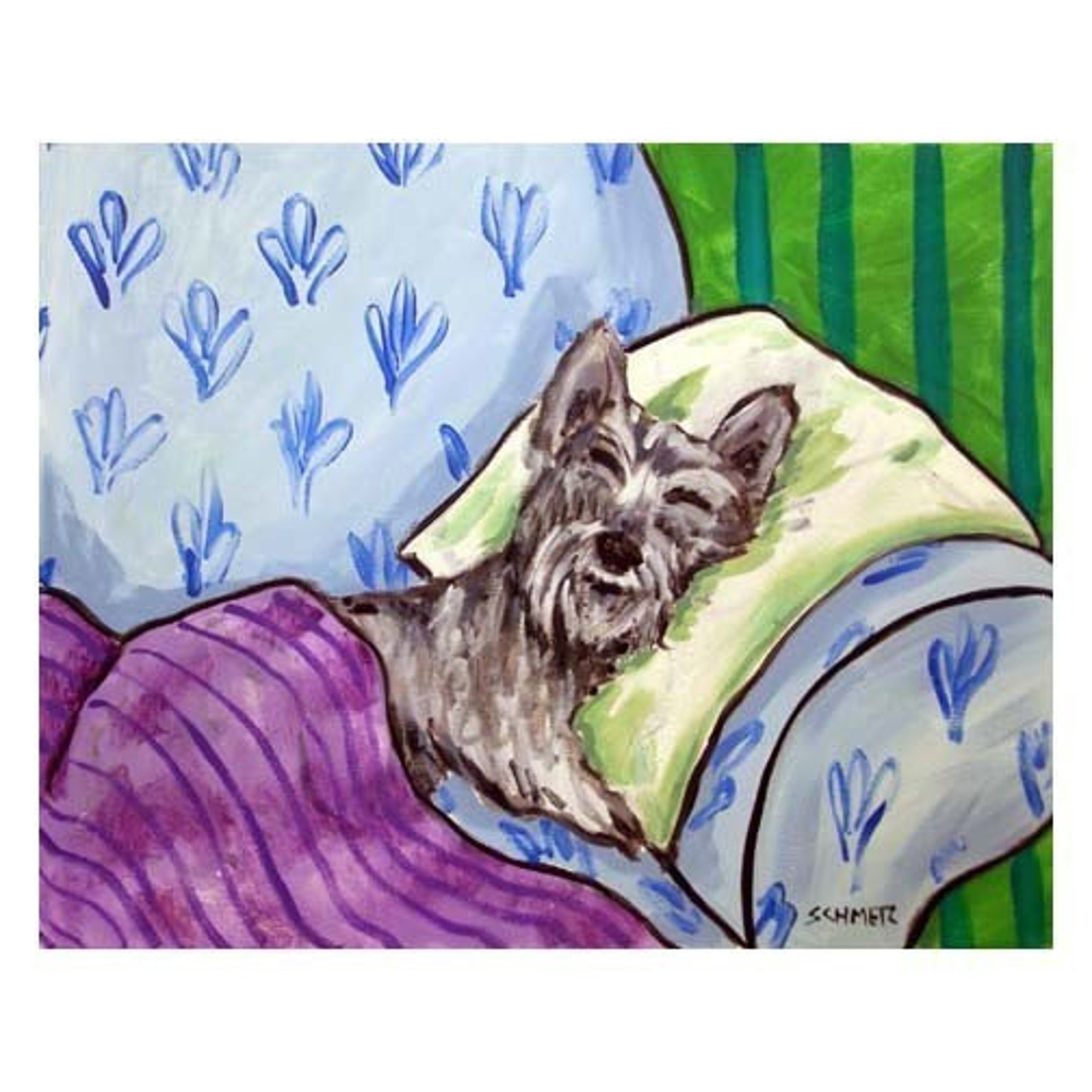 Schnauzer, Schnauzer Print, Schnauzer Art, 13x19 Print, Sleeping Dog ...