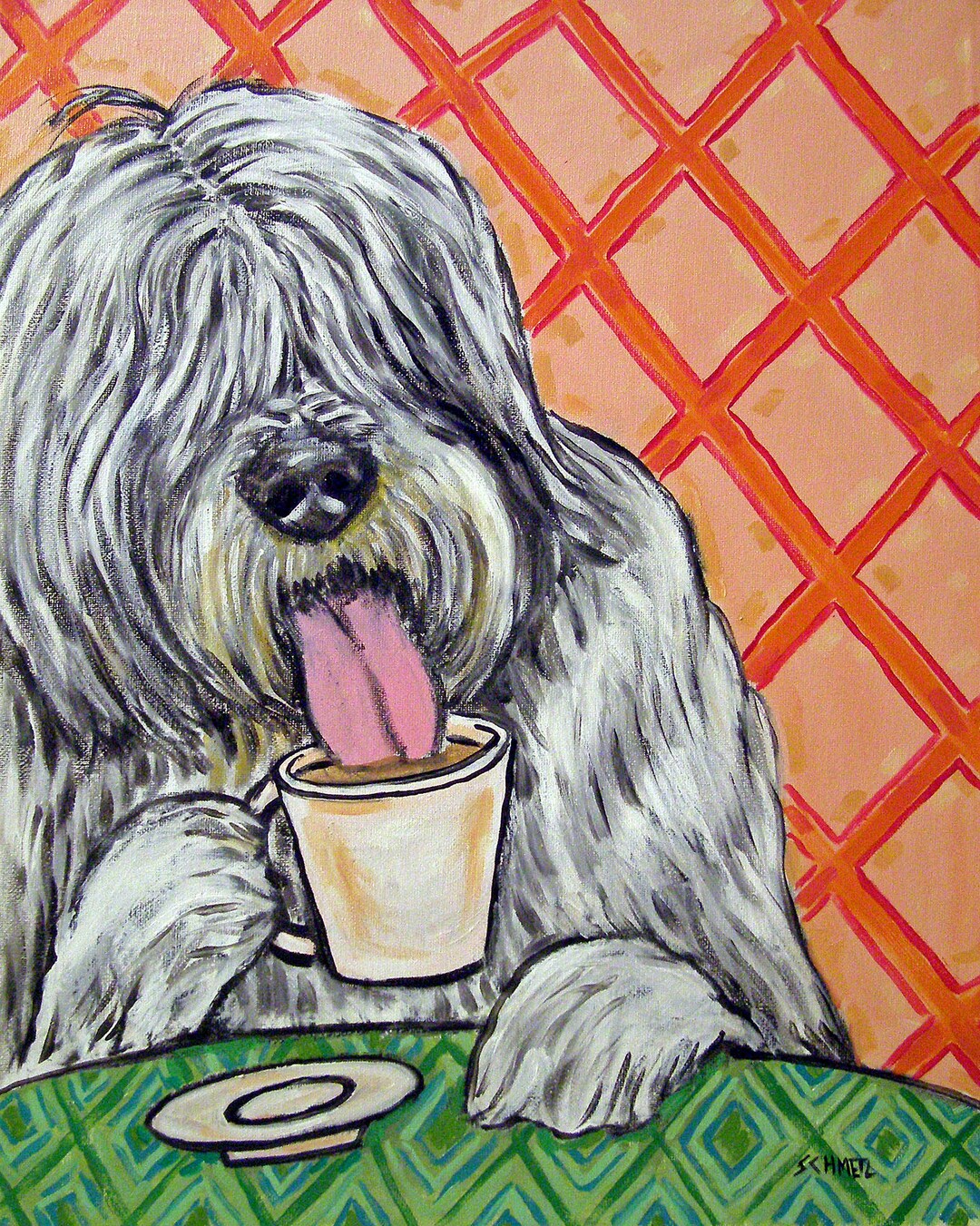 Russian Sheepdog,sheepdog Coffee, Russian Coffee, Dog Art, Canvas Print ...