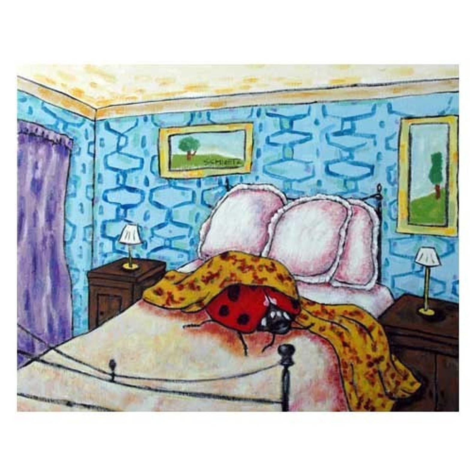 Ladybug Sleeping Insect Art Print Streched Canvas Print or - Etsy