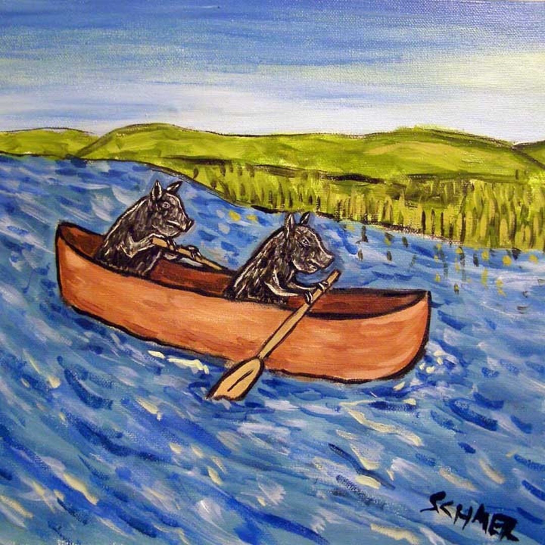 Pigs in the Canoe - Animal Art - Tile Coaster - Gift - Etsy