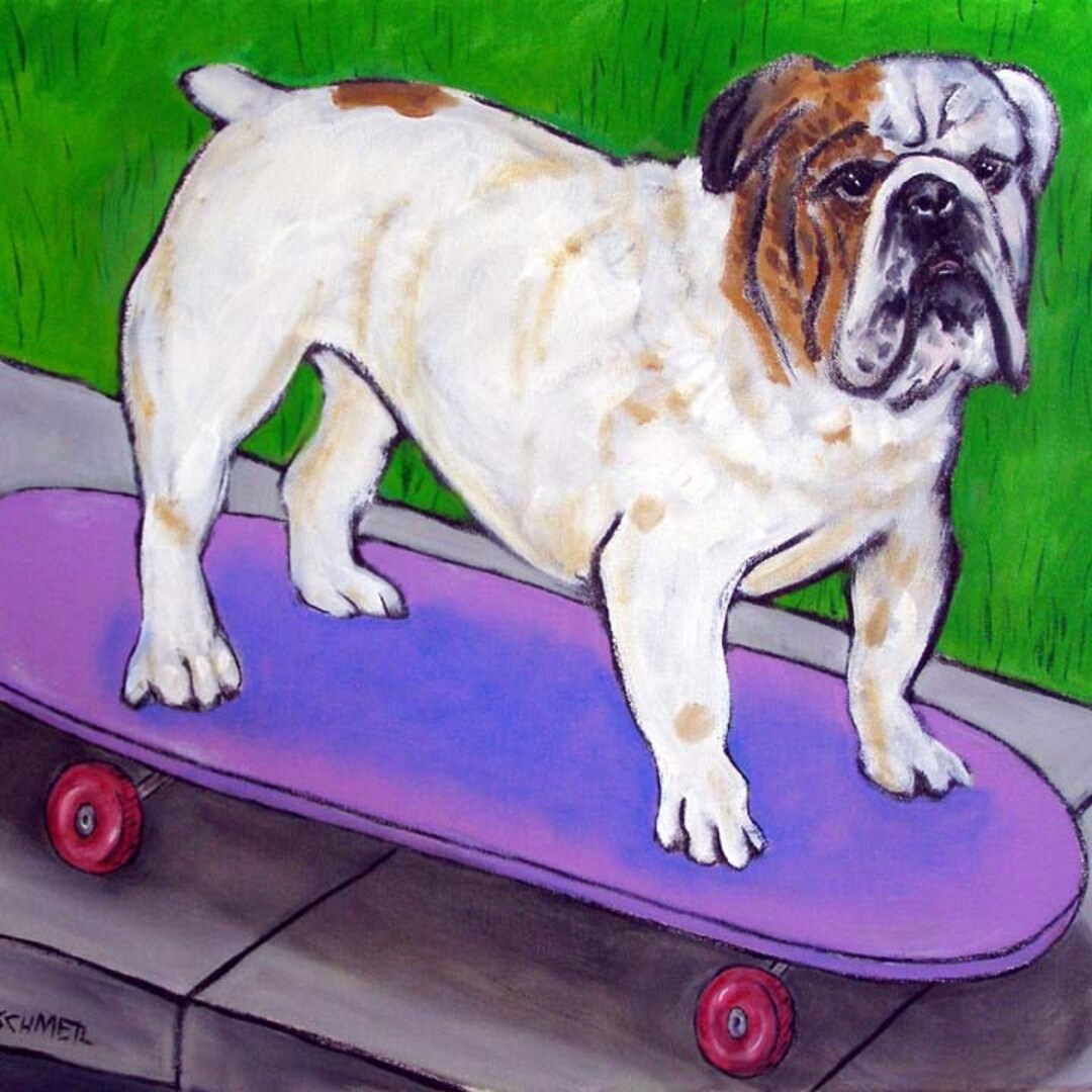 Bulldog Art Bulldog / Art / TILE / Coaster / Gift / Skateboarding ...