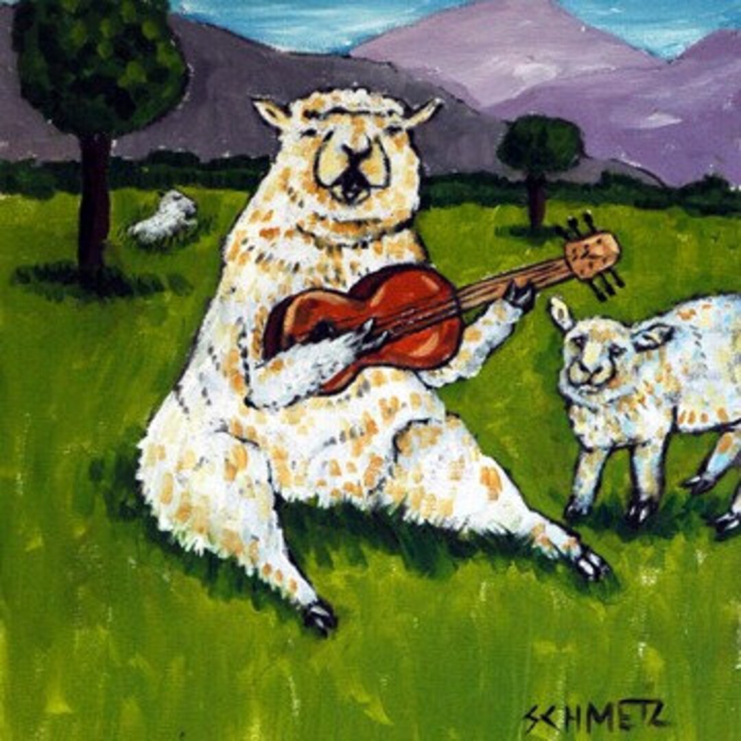 Sheep Ram Playing Guitar Animal Art Coaster Tile Gift - Etsy