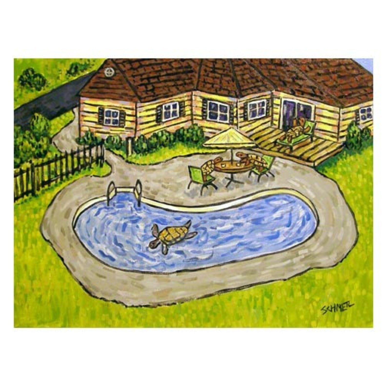 Turtle Pool Party Animal Art Print - Etsy