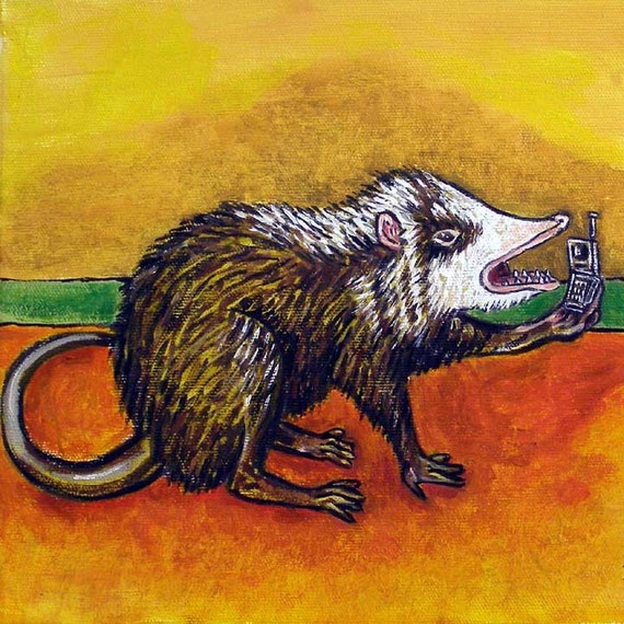 Moon Rat Talking on a Cell Phone Animal Art Coaster Tile | Etsy