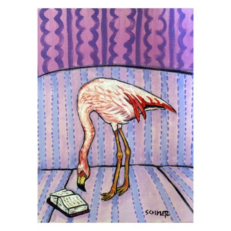 Flamingo Reading Art Print - 13x19 - Glossy or Matte Paprt - Etsy