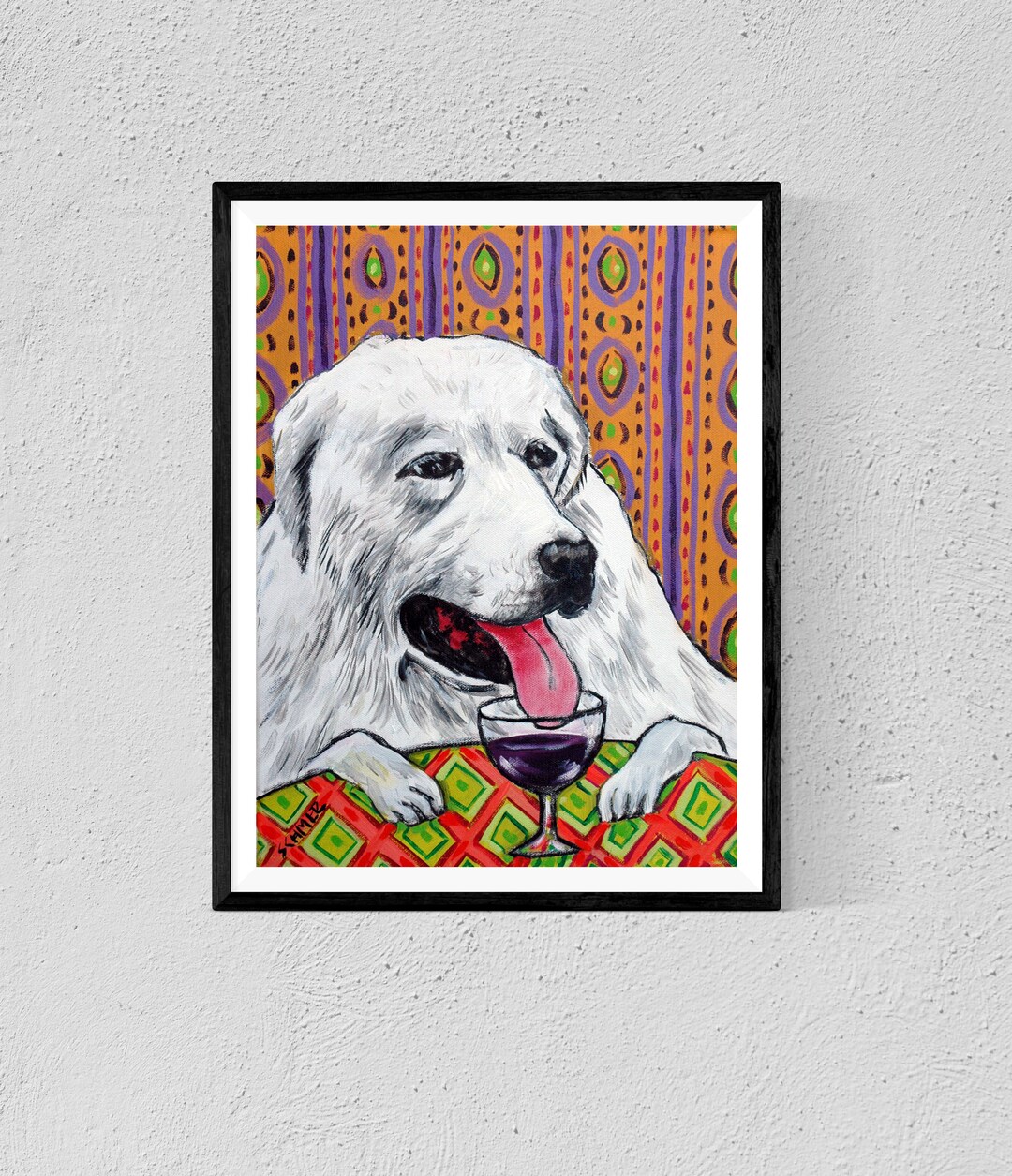 Great Pyrenees Art Print - Wine Artwork - 13x19 - Matte or Glossy - Etsy