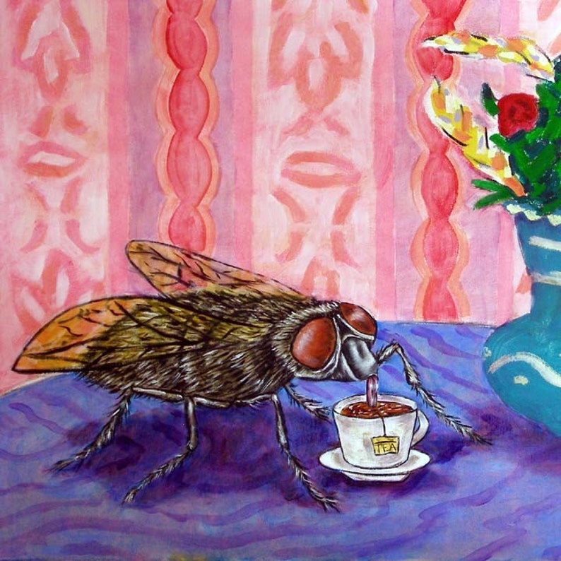 House Fly at the Coffee Shop Insect Art Coaster Tile Gift - Etsy