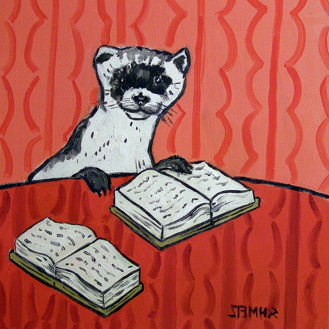 Ferret Reading Animal Art Tile Coaster Gift - Multiple Sizes - Etsy