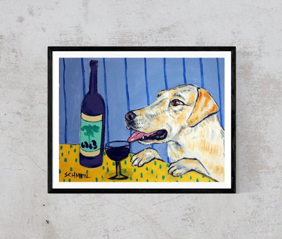 Yellow Lab Labrador Retriever Dog Art Canvas Print Ready to - Etsy
