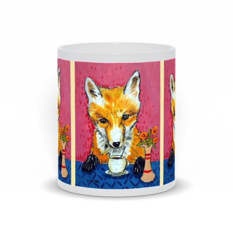 Red Fox Mug - Fox Art - Ceramic Coffee Mug - Fun Animal Art - Etsy