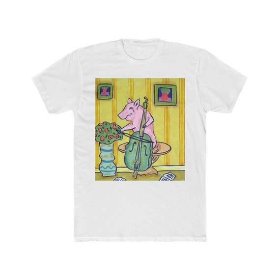 Pig Playing the Green Cello Animal Art Artwork Gift Clothing - Etsy