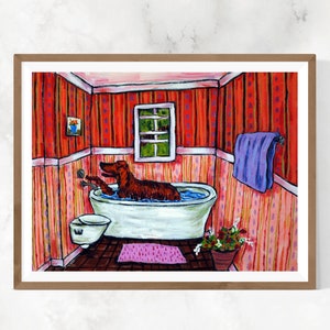 Irish Setter "taking a Bath" Bathroom Canvas Wall Art Decor by Jay ...