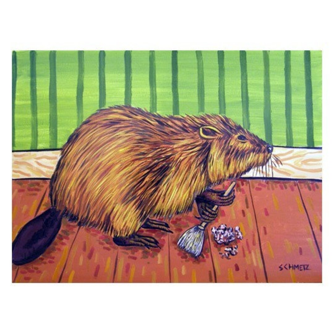 Beaver Spring Cleaning 13x19 Animal Art Print - Etsy