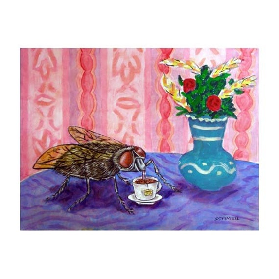 House Fly at the Coffee Shop Insect Art Print | Etsy