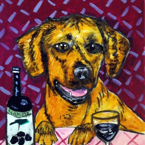 Rhodesian Ridgeback at the Wine Bar Dog Art Print 13x19 - Etsy