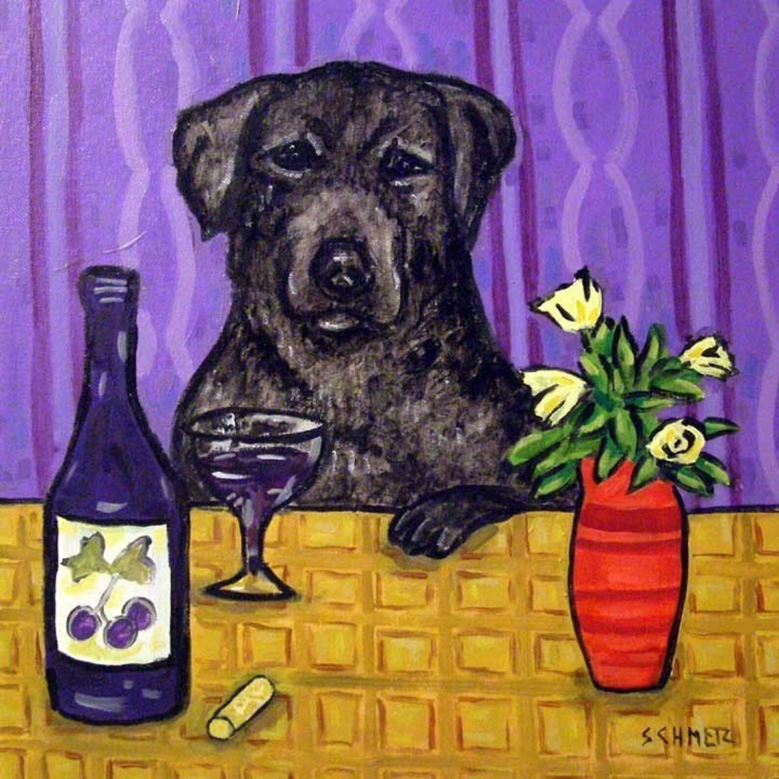 Labrador Retriever at the Wine Bar Dog Art Coaster Tile - Multiple ...