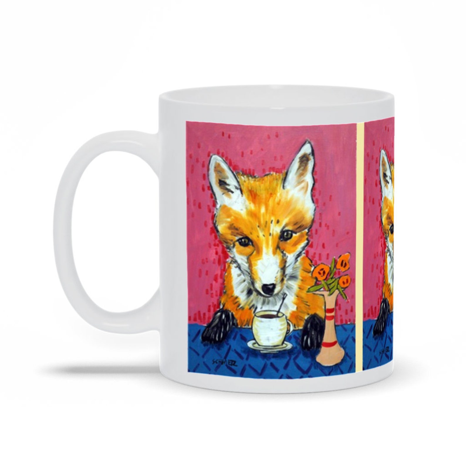 Red Fox Mug - Fox Art - Ceramic Coffee Mug - Fun Animal Art - Etsy