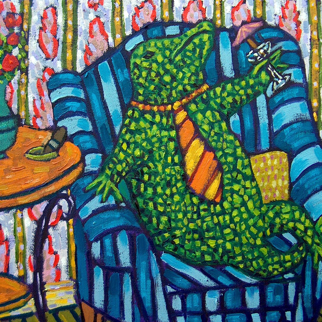 LOUNGE Lizard Art Coaster Tile JSCHMETZ Modern Abstract Folk Pop Art ...