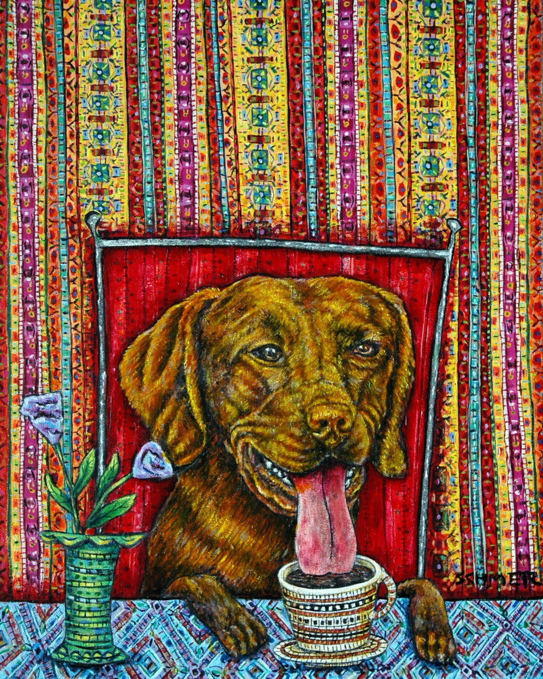 Rhodesian Ridgeback Dog Art Print Poster JSCHMETZ Modern Abstract Folk ...