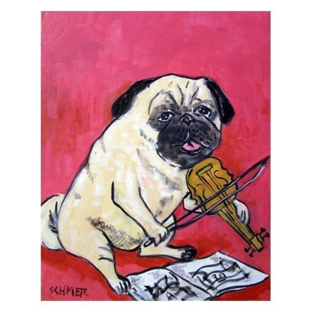 Pug Art - Pug - Pug Print - 13x19 Art Print - Modern Dog Art - Violin ...