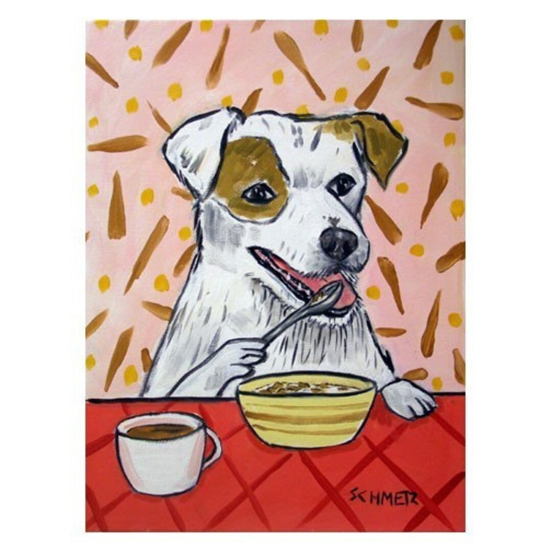 Jack Russelll Terrier at Breakfast Eating Cereal Dog Art Print - Etsy