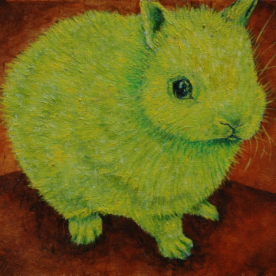 Bunny Tile - Bunny Art - Green Bunny Rabbit Animal Art Coaster Tile ...