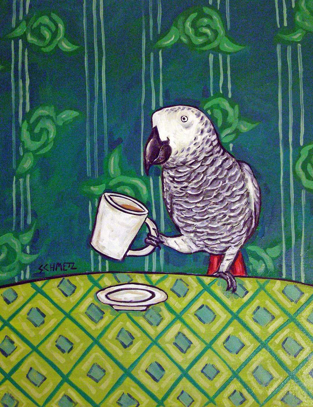 African Grey Parrot - Bird Canvas Print. Animal Decor, Coffee Art Print ...