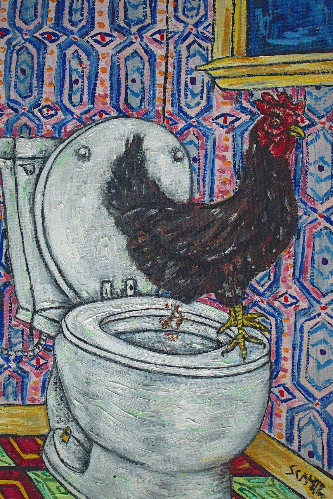 Chicken art 13x19 print chicken art print wall decor bird | Etsy