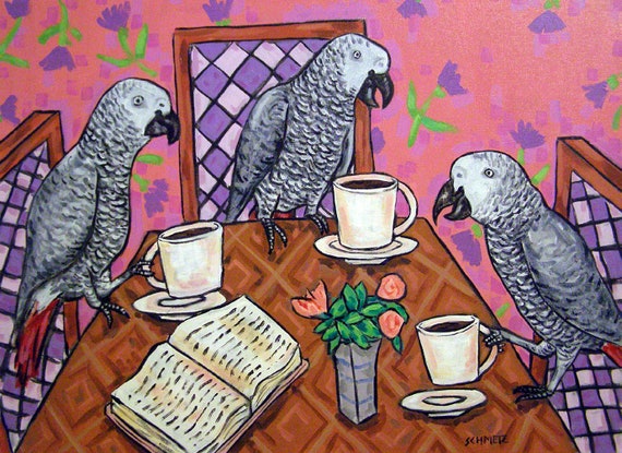 African Grey Parrots Fine Art Print Parrot Giftsfriends at - Etsy
