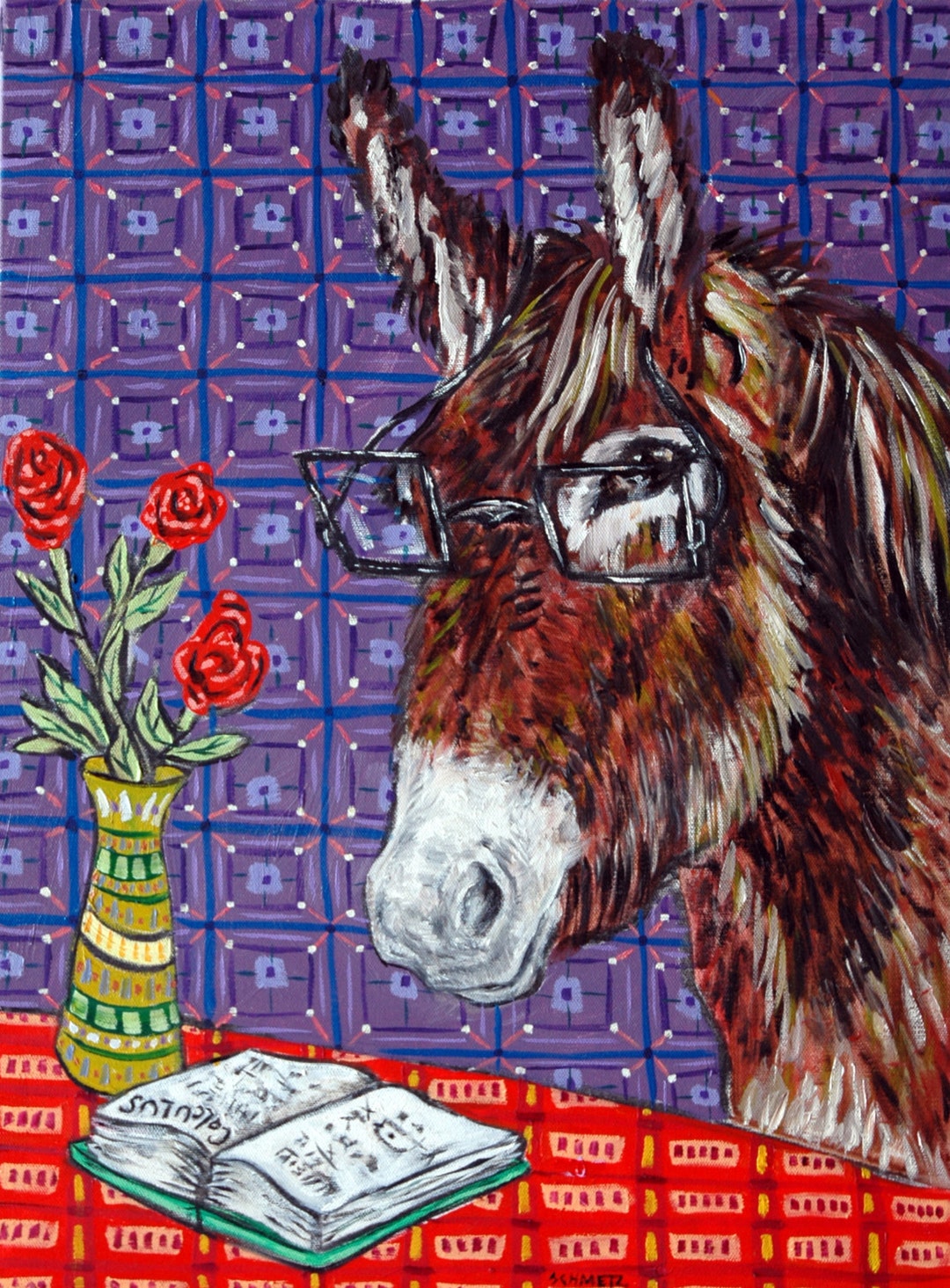 DONKEY Reading Wall Decor - Art Print - Stretched Canvas or Paper Print ...