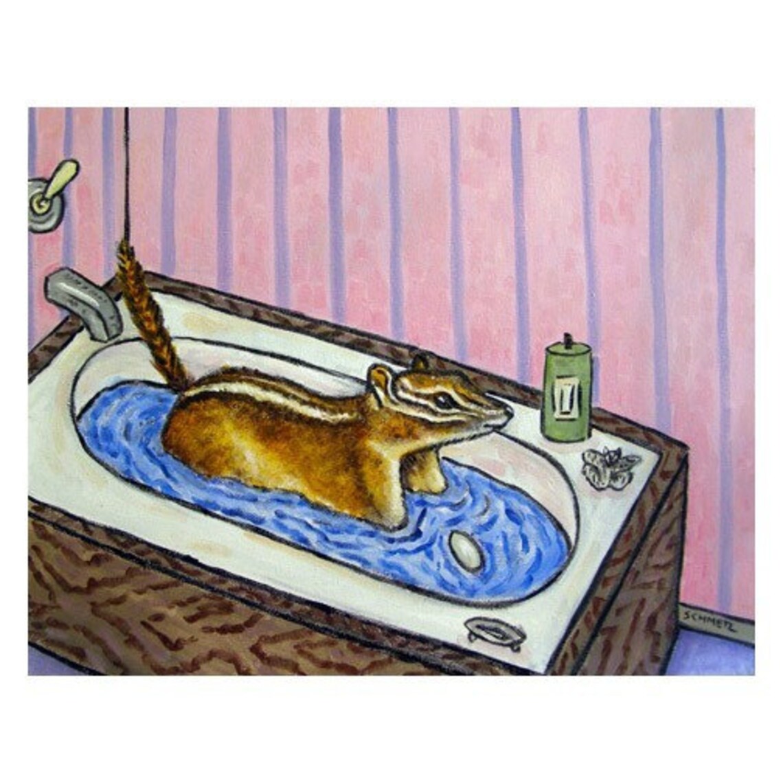 Least Chipmunk Taking a Bath Art Print JSCHMETZ Modern Abstract Folk ...