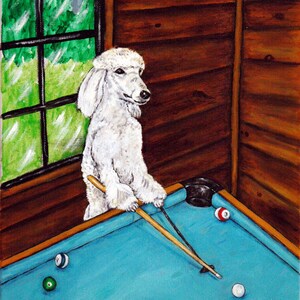 Poodle Playing Pool Dog Art Print JSCHMETZ Modern Abstract Folk Pop Art ...