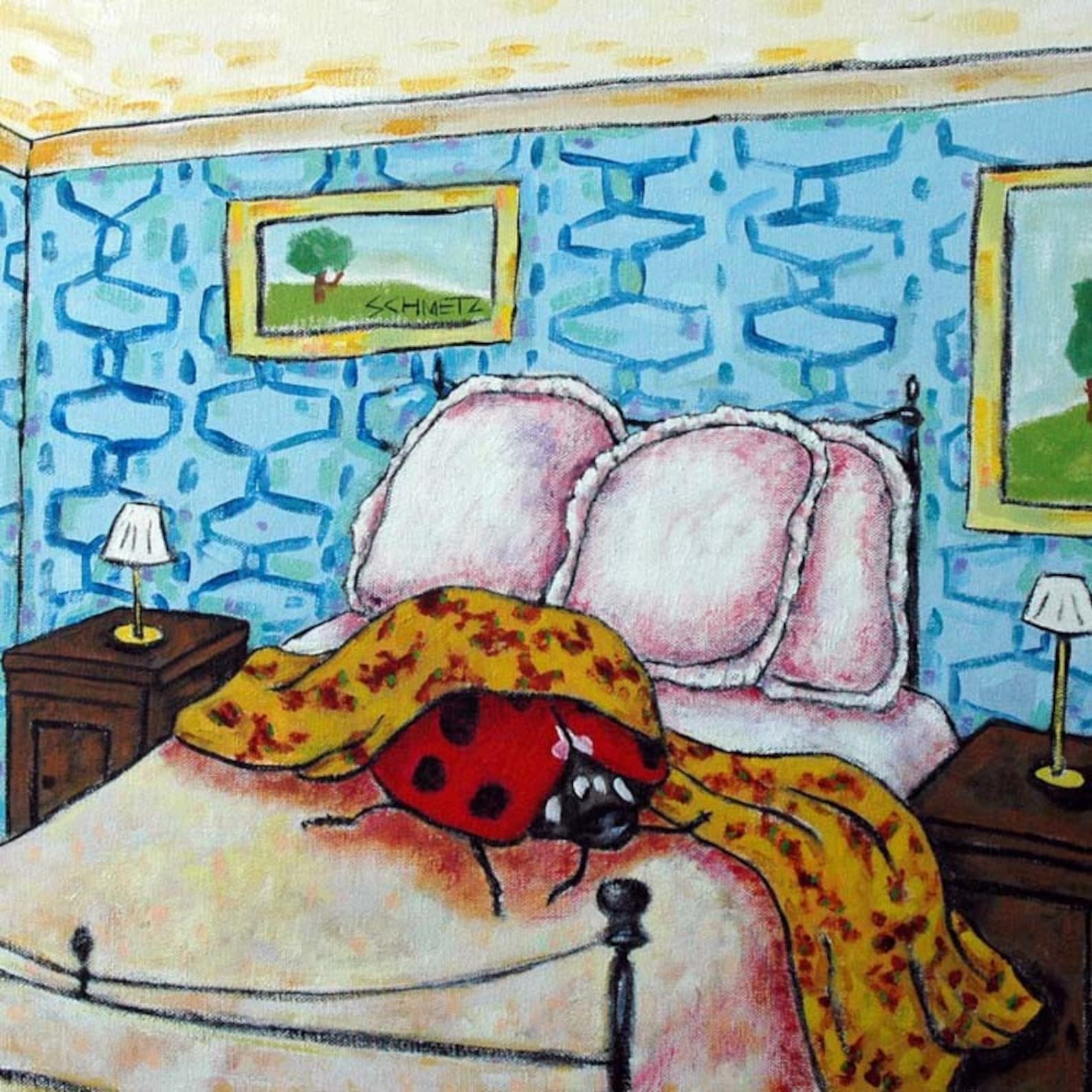 Ladybug Sleeping Insect Art Coaster Tile Multple Sizes - Etsy