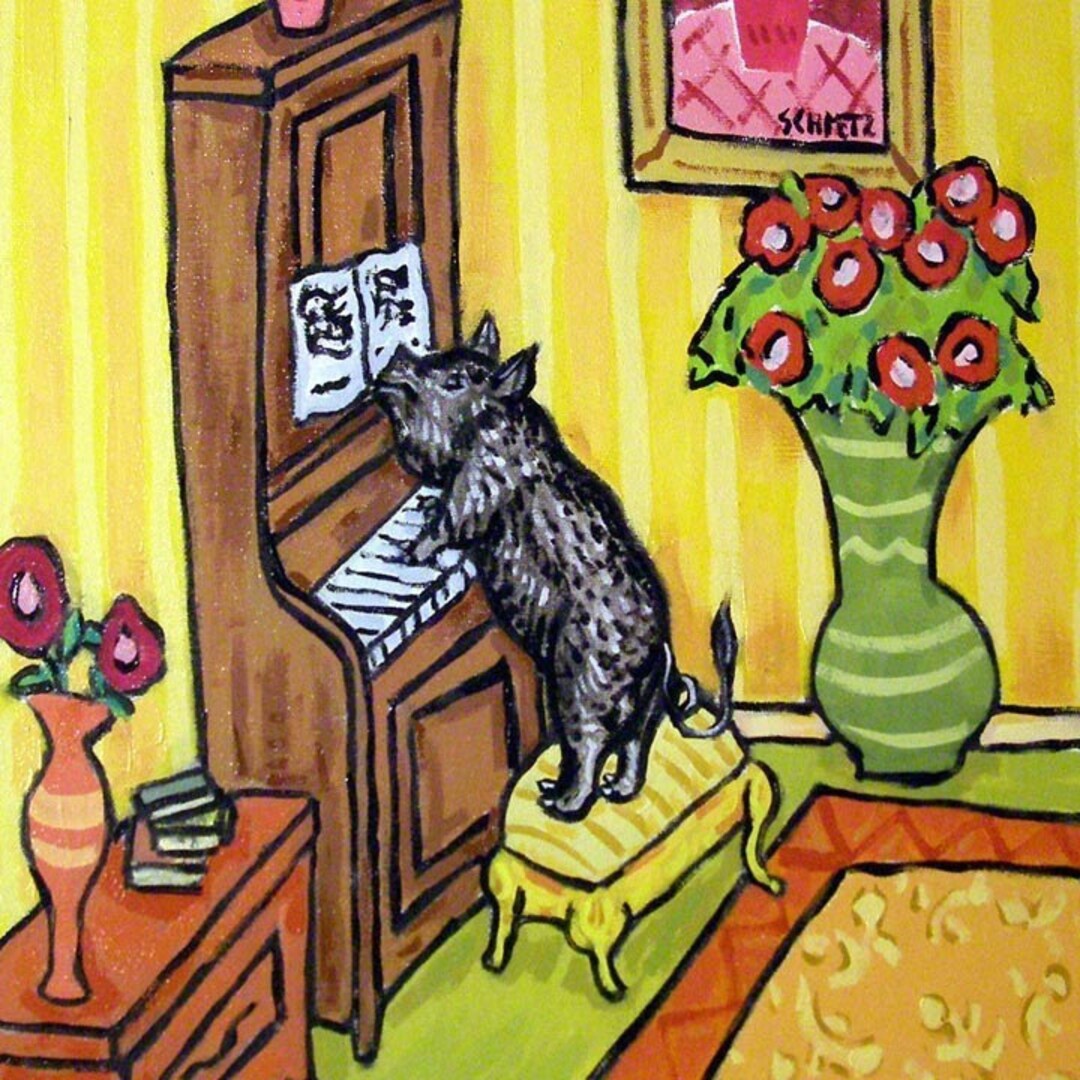 Pig Playing Piano - Animal Art - Tile Coaster - Gift - Etsy