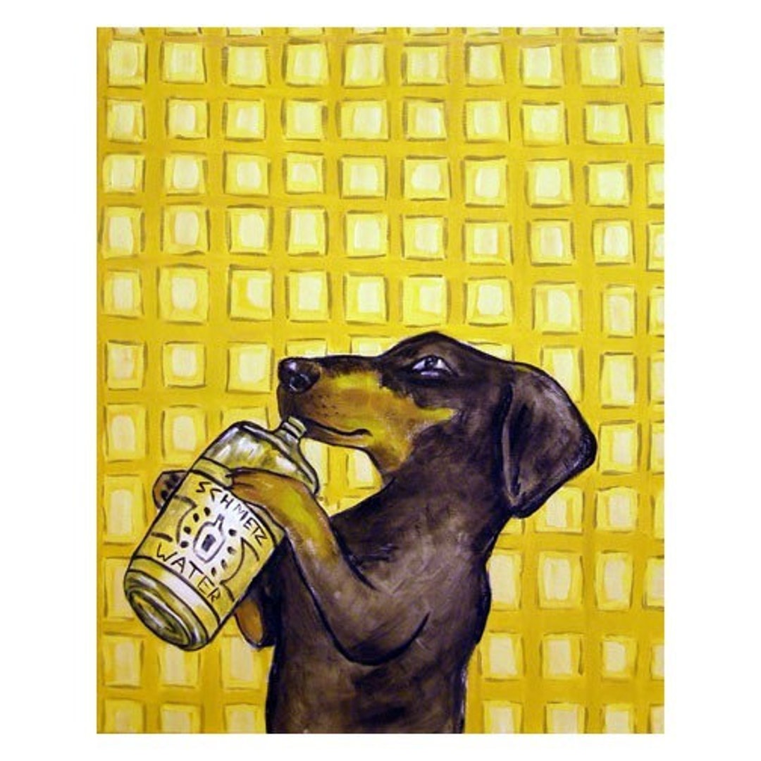 Dachshund Drinking Water Dog Art Print on Matte or Glossy Paper - Etsy