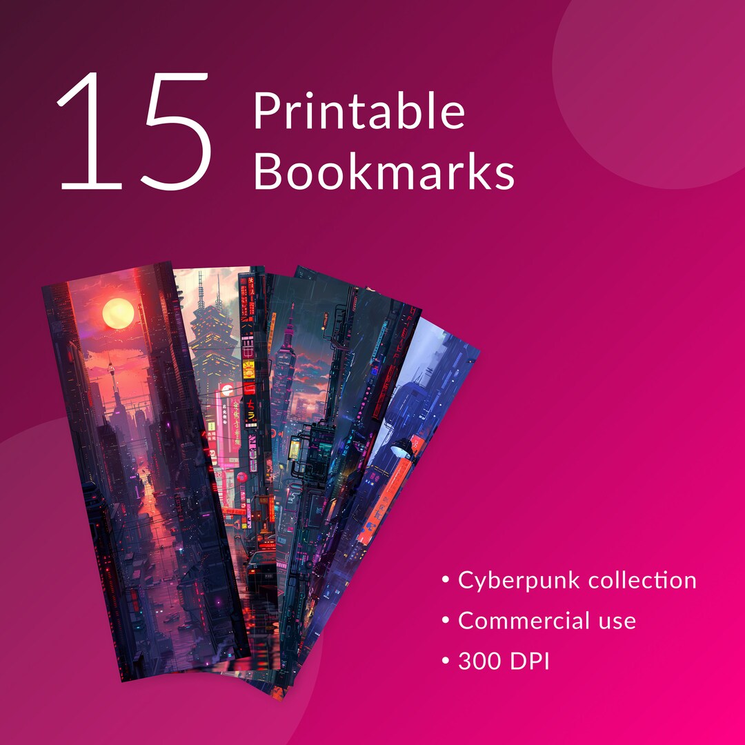 15 Printable Digital Bookmarks PDF Bookmark Set PNG Unique Bookmarks ...