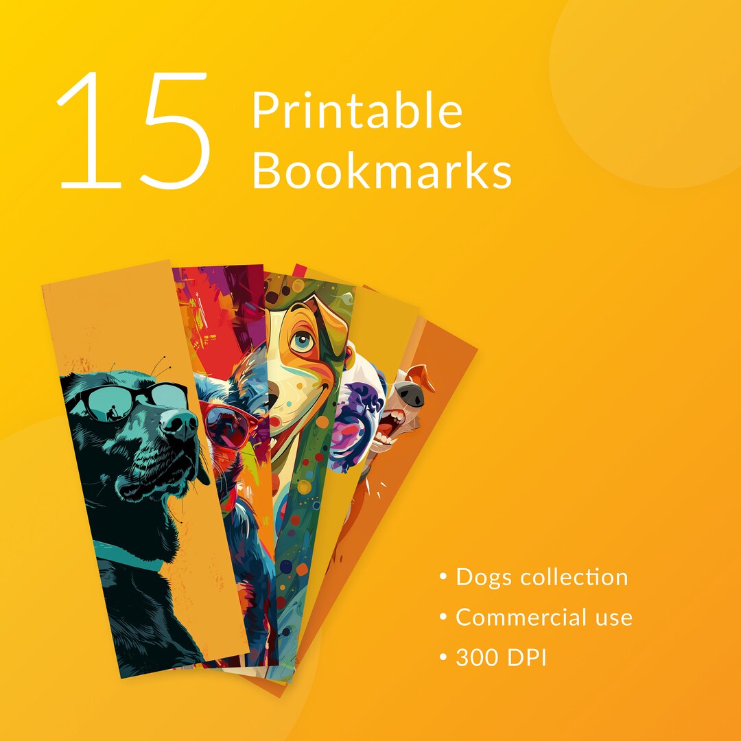 15 Printable Digital Bookmarks PDF Bookmark Set PNG Unique Bookmarks ...