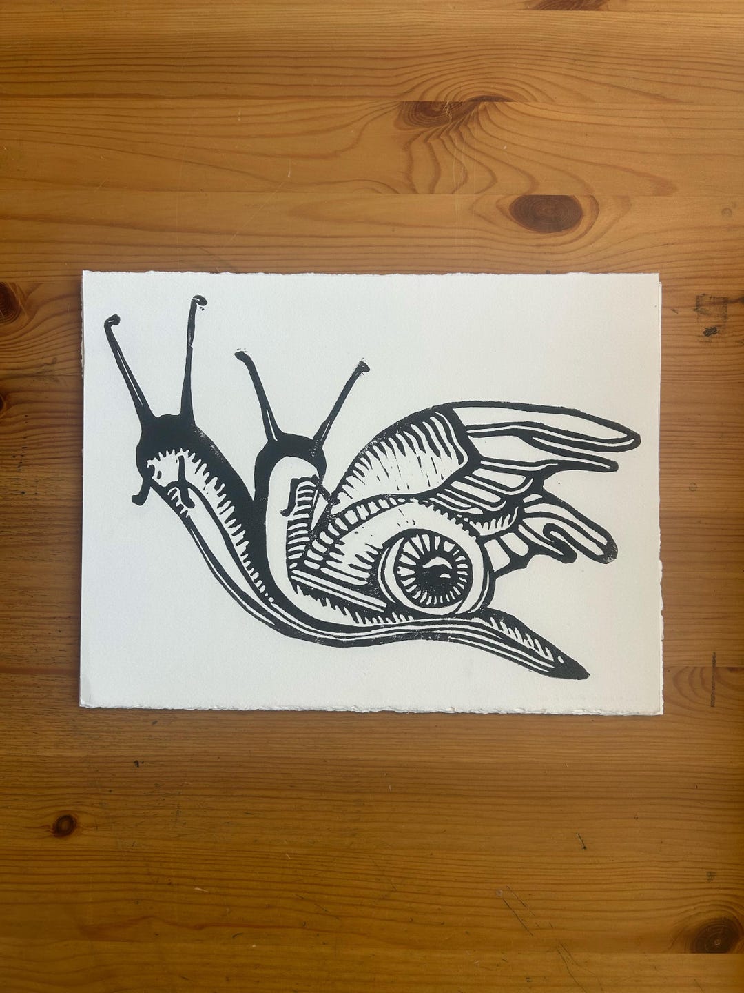 Flying Snail - Original Linocut Prints - Etsy