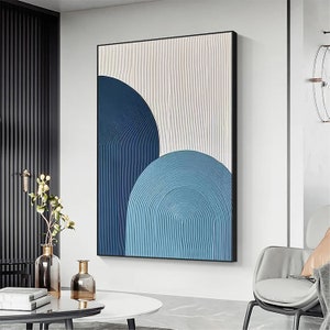 Blue Arch Abstract Painting, Textured Plaster Wall Art - Etsy