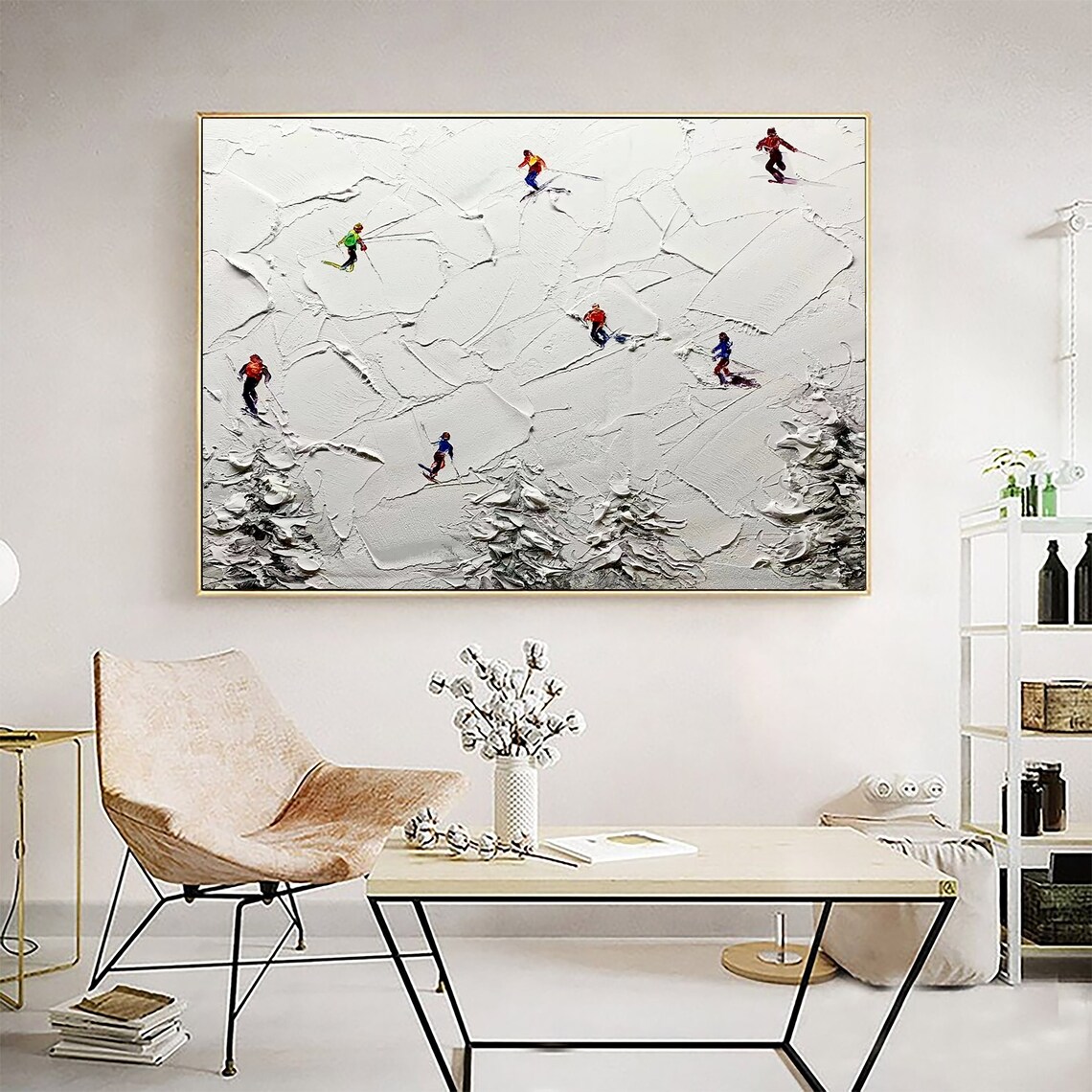 Original Ski Sport Painting on Canvas Custom Painting Texture Wall Art ...