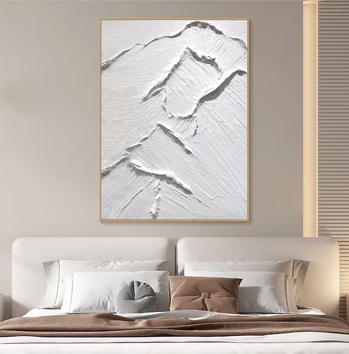 Textured Mountain Painting on Canvas, Framed Plaster Style Wall Art - Etsy