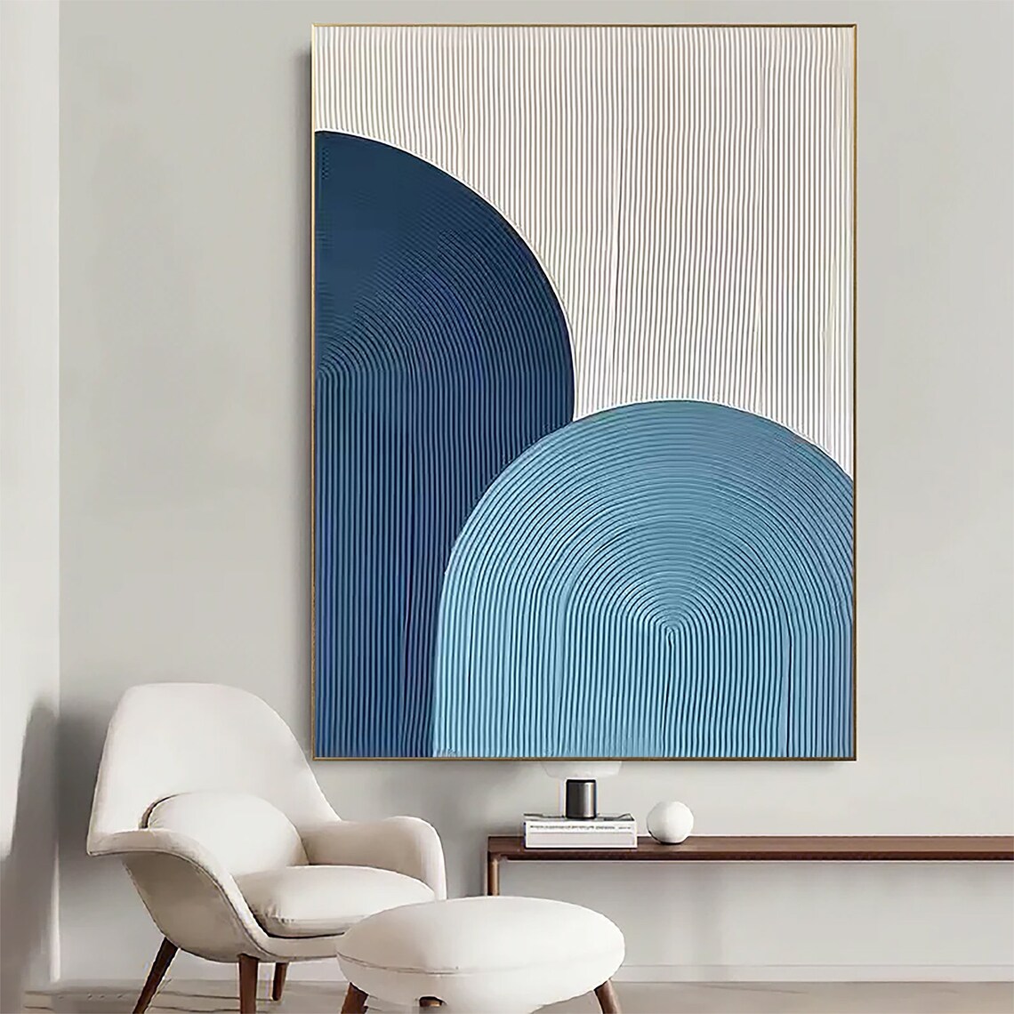 Blue Arch Abstract Painting, Textured Plaster Wall Art - Etsy